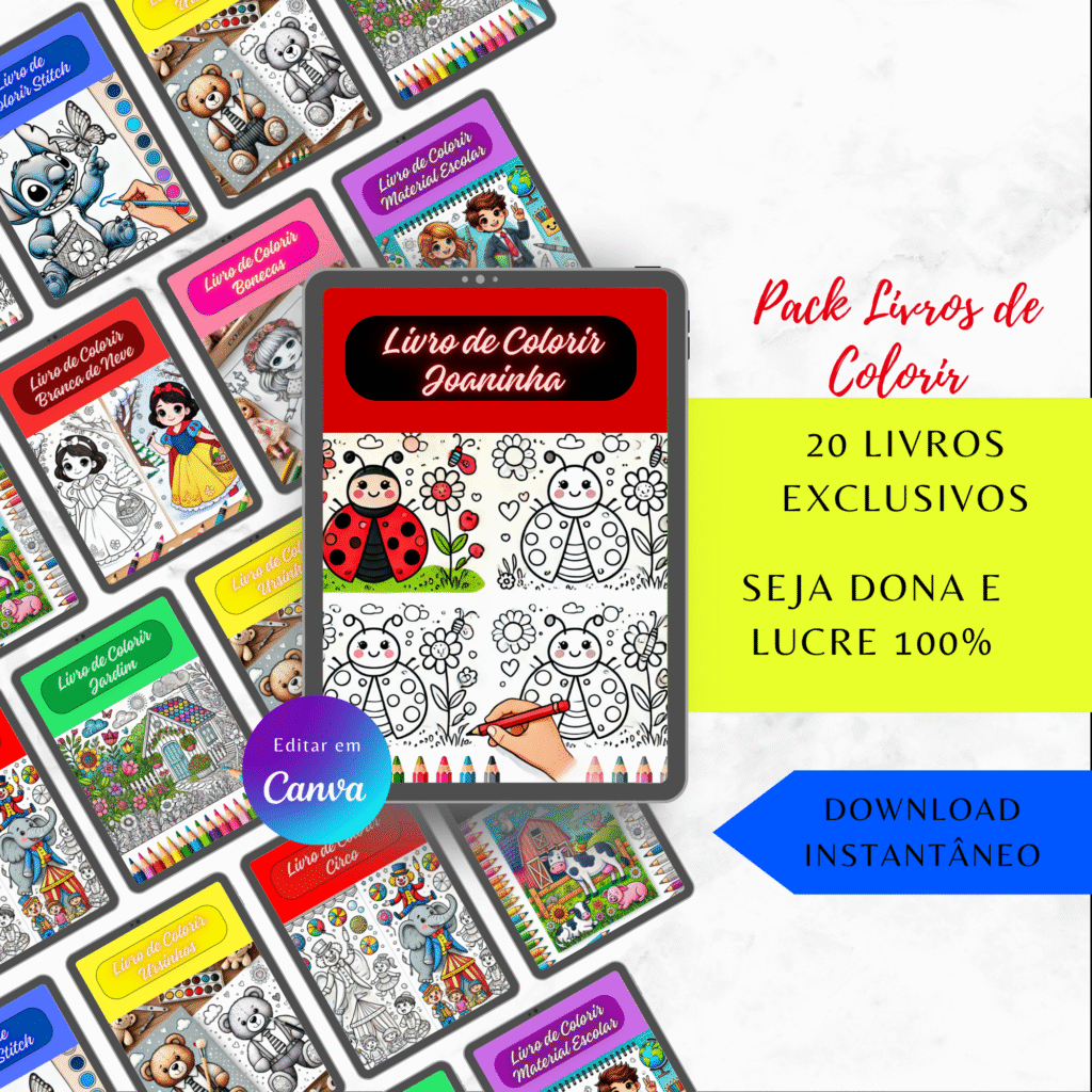 Pack 20 Livros de Colorir - PLR Pedagógico